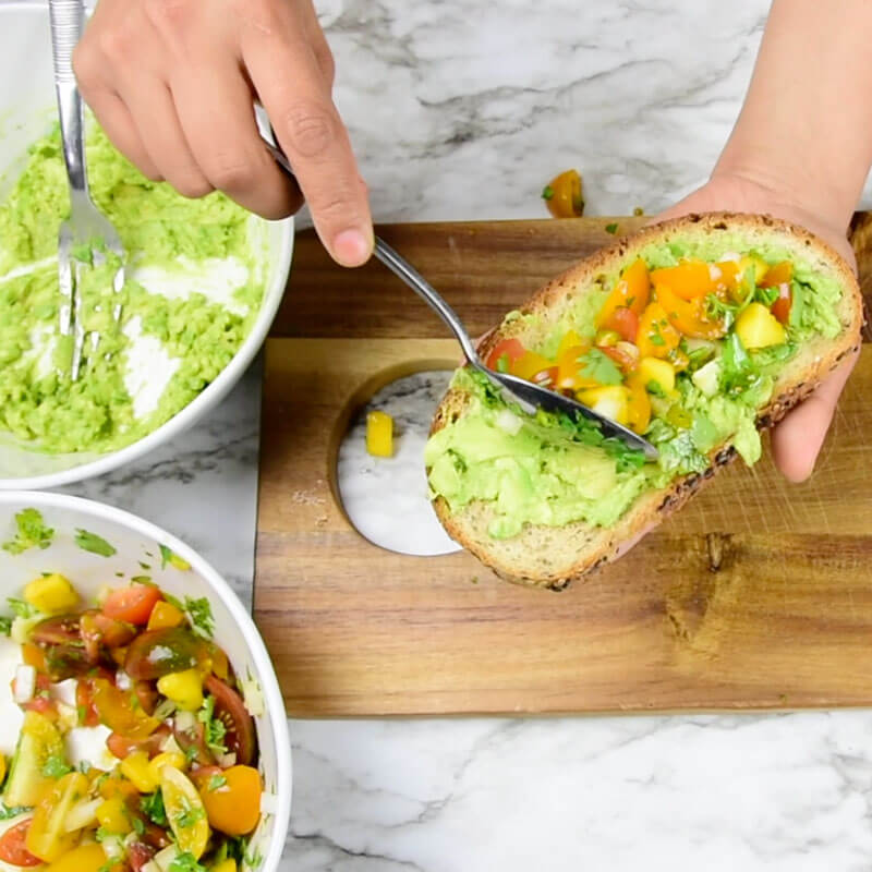 Tomato Mango Salsa on Avocado Toast - NatureSweet